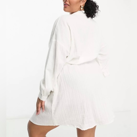 ASOS Curve | Swim | Asos Design Curve Bell Sleeve Beach Kimono In White Gauze | Poshmark